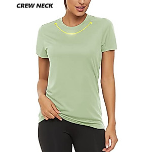 TACVASEN Women's Rash Guard UPF 50+ Hiking Running Outdoor Short Sleeve Summer Solid Workout Shirts, Light Green, M