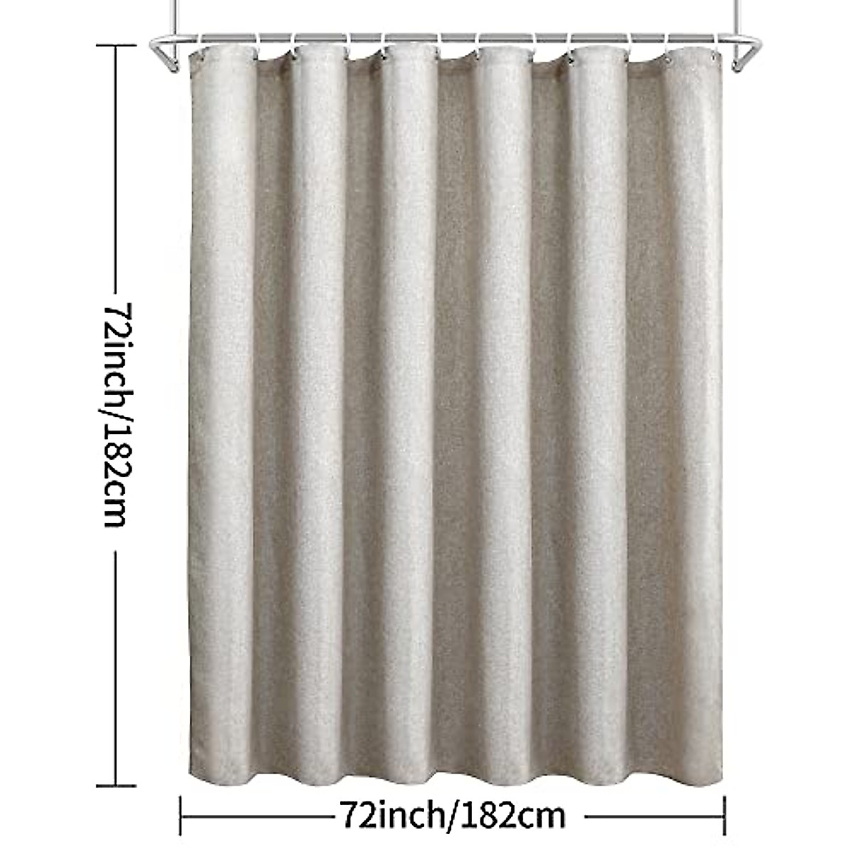 SUMGAR Linen Shower Curtain Tan Farmhouse Rustic Polyester Fabric Cloth Hotel Luxury Heavy Duty Textured Thick Neutral Taupe Elegant Washable Bathroom Curtains Sets with Hooks -72" x 72"