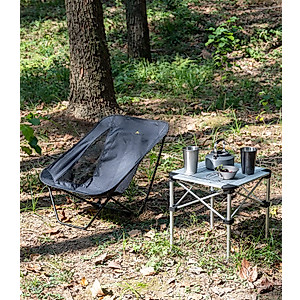 iClimb Lightweight Stable Alu. Folding Square Table Roll Up Top with Carry Bag for Camping Picnic Backyards BBQ Camp Kitchen (Silver, S)