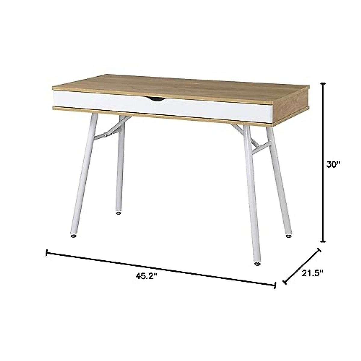 Techni Mobili Modern Multi Computer Desk with Storage, 30" x 21.7" x 45.3", Pine