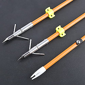AMEYXGS 6/12pcs Archery Fiberglass Bowfishing Arrow Bow Fishing Arrows with Broadheads and Safty Slides for Compound and Bow Recurve Bow Fishing Hunting (6 PCS)