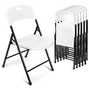 Umigy 6 Pcs Plastic Folding Chairs Comfortable Event Chairs Modern Party Chairs Lightweight Durable Foldable Chair for Home Office Outdoor Indoor, White (White)