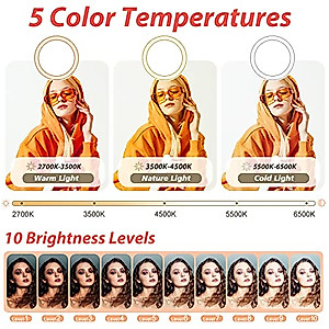 Eicaus 10'' Ring Light with 62'' Tripod Stand and Phone Holder, Selfie Phone Ringlight with Remote Great for Makeup, Video Call, and Live Streaming Black