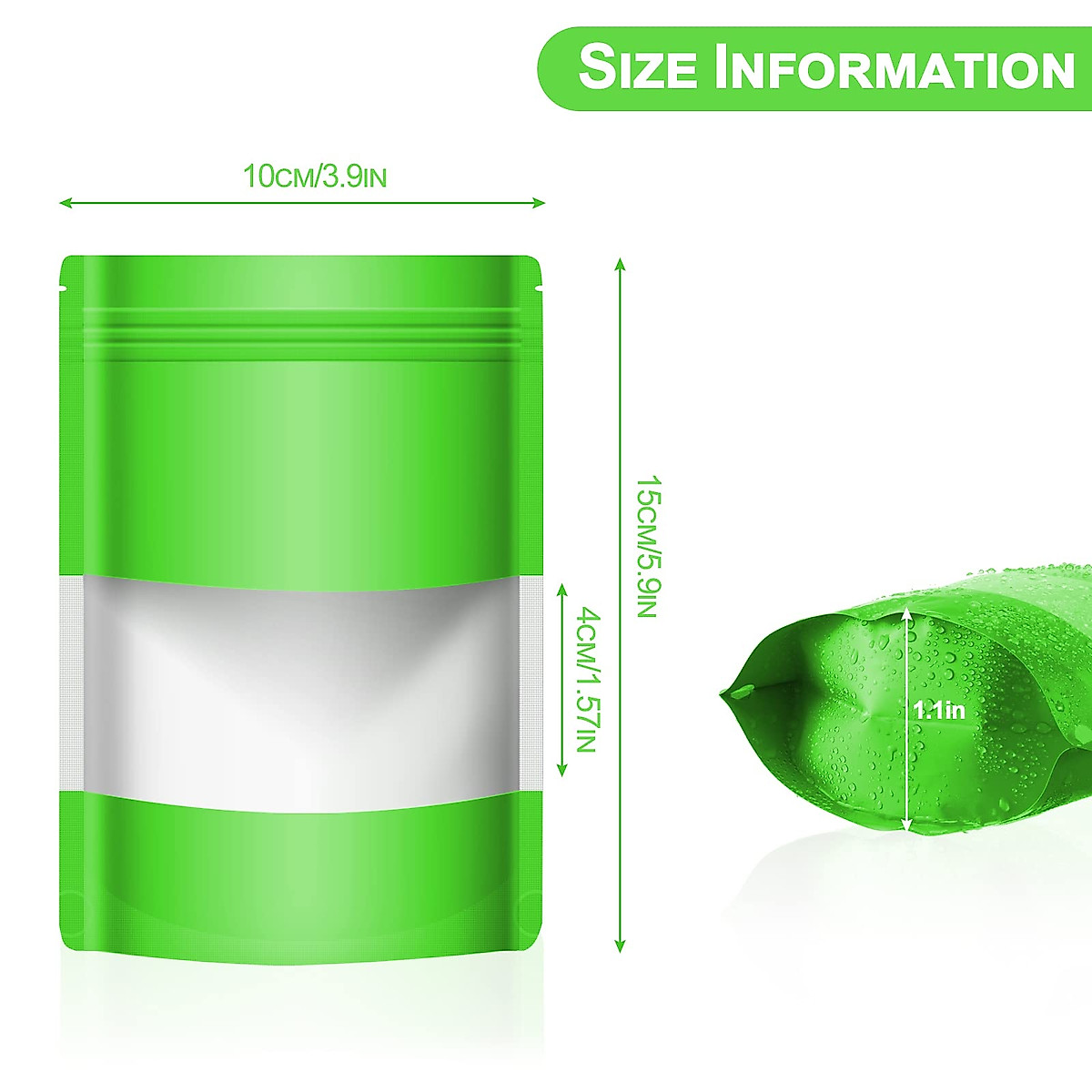 Stand-up Smell-Proof Bags for Small Business Packaging - Candy Food Storage Bag Edible Pouch Bags with Clear Window 100 Pcs Bags for Candy