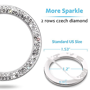 ToBeQueen Bling Diamond Push Start Button Cover Ring, Interior Crystal Rhinestone Bling Starter Ring Emblem Sticker, Bling Car Accessories for Women, White