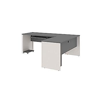 Bestar Connexion 72W L-Shaped Desk with Pedestal in Slate & Sandstone