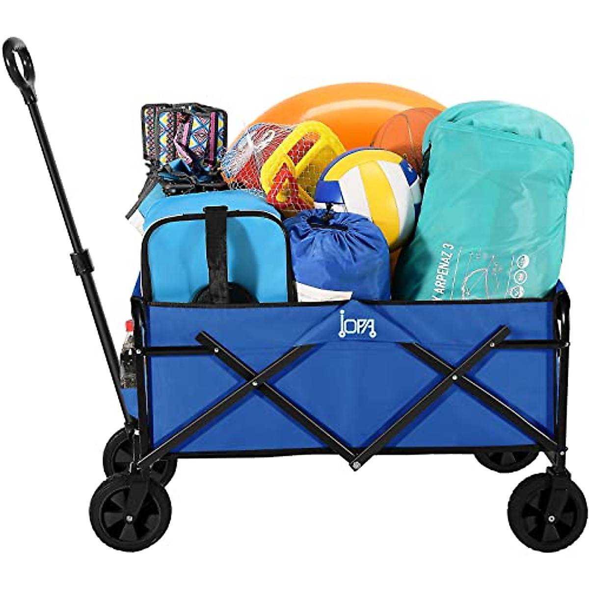 Rollefun Wagon Cart with Wheels Foldable - Collapsible Utility Wagon Heavy Duty, Folding Grocery Wagon, All Terrain Wagon Outdoor Camping Garden