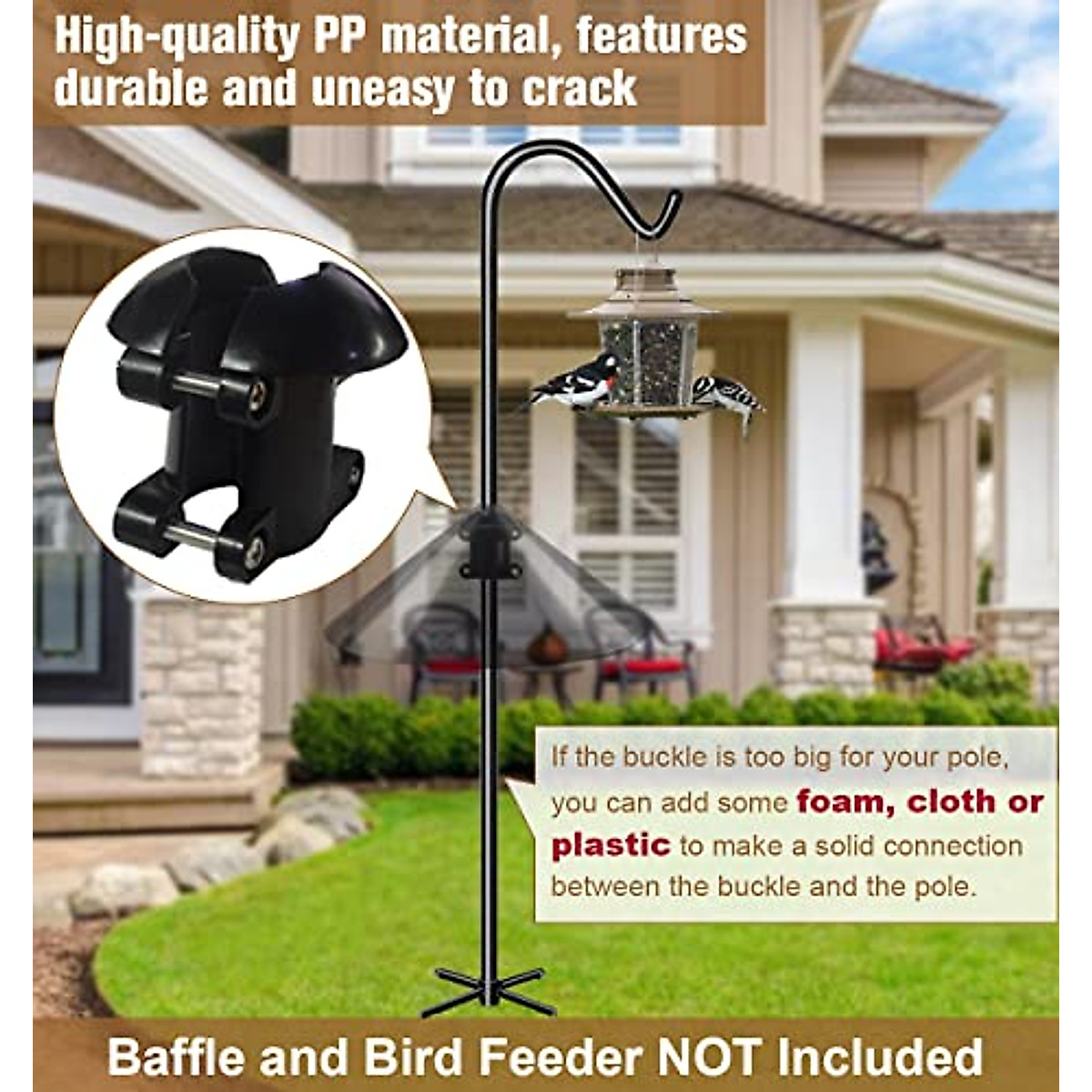 Garbuildman Squirrel Baffle Accessory for Bird Feeder Pole, Pole Mounted Buckle Stopper for Bird House Guard, 1 Pack (Baffle Not Included)