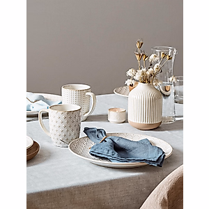 LE TAUCI Coffee Mugs 12 oz, Ceramic Mug Set, Embossment Cups for Latte, Hot Tea, Cappuccino, Mocha, Cocoa，Suit For Housewarming Wedding - 3.4 inch, Set of 4, Arctic White