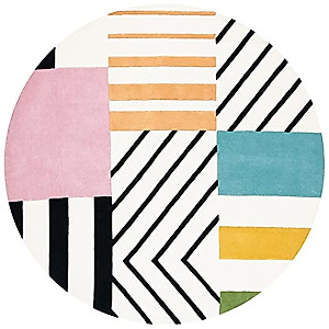 SAFAVIEH Fifth Avenue Collection 3' x 5' Ivory/Black FTV122A Handmade Mid-Century Modern Abstract Wool Area Rug