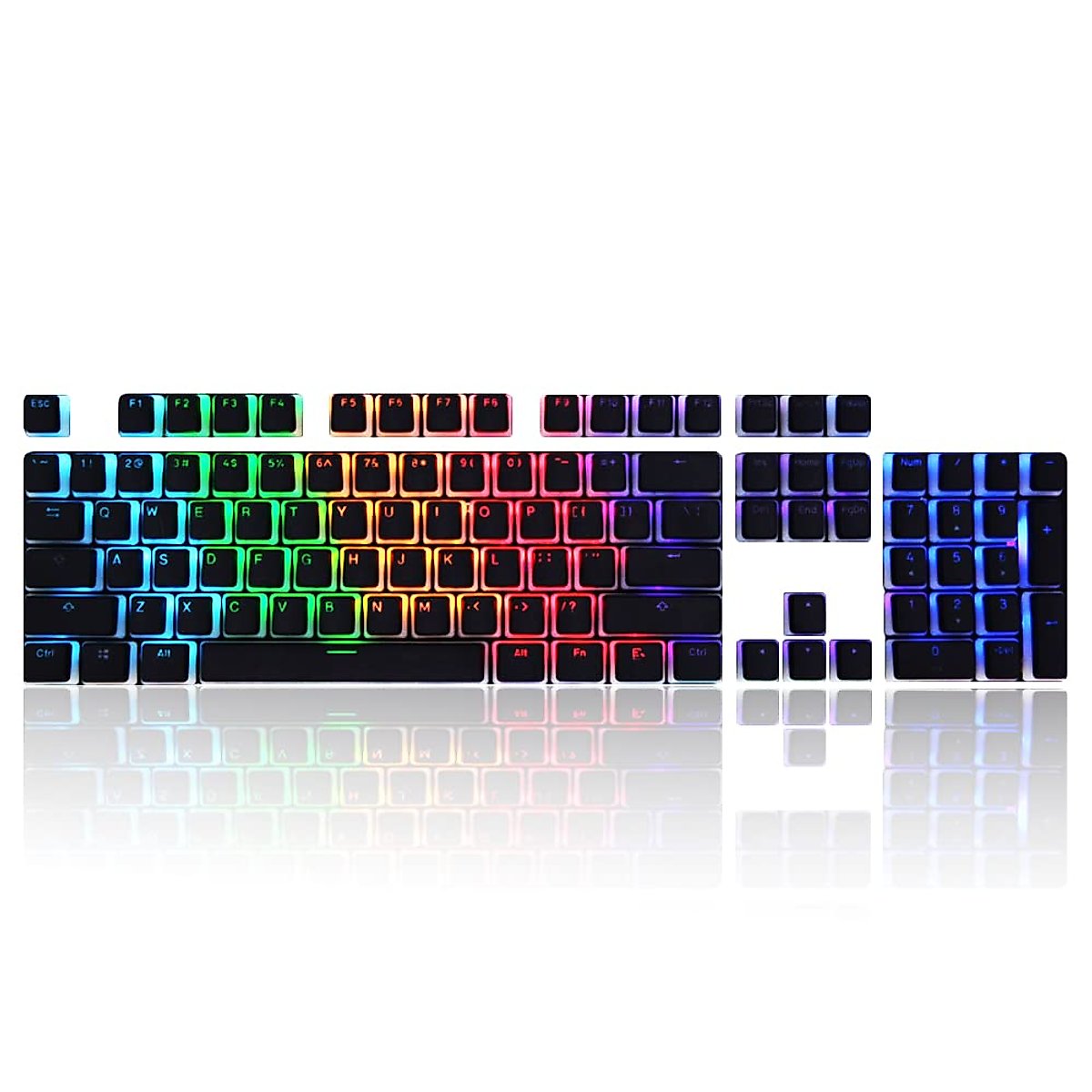 PBT Pudding Keycaps, Transparent Two-Color Key Cap, American Layout Mechanical Key Cap, Suitable for 61/68 / 84/104 Key Keyboard OEM Height (Only Sell keycaps) (Black)