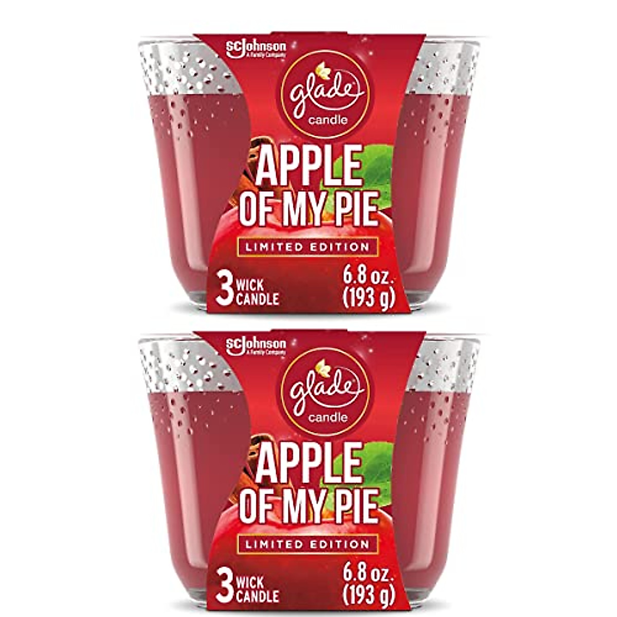 Glade Candle, Fragrance Candle Infused with Essential Oils, Air Freshener Candle, 3-Wick Candle (Apple of My Pie)