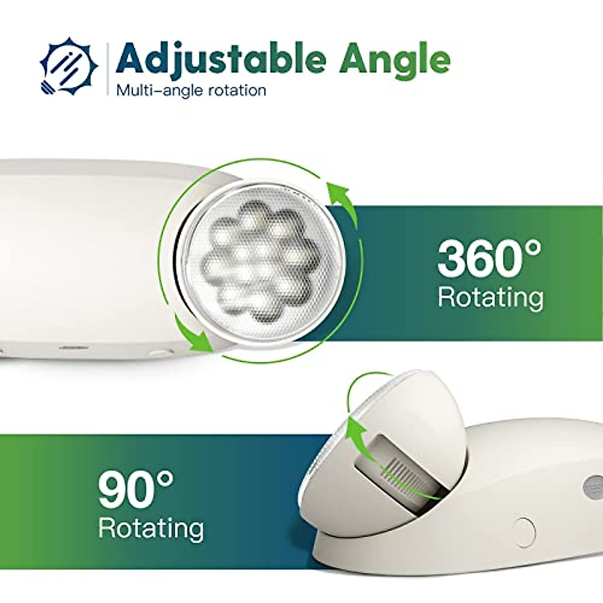 FREELICHT 4 Pack Exit Sign with Emergency Lights, Two LED Adjustable Head Emergency Exit Light with Battery Bundle 4 Pack Emergency Light, Emergency Lights for Business