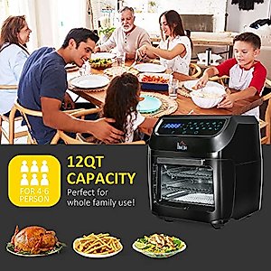 HOMCOM 12 QT Air Fry Oven, 8 In 1 Countertop Oven Combo with Air Fry, Roast, Broil, Bake and Dehydrate, 1700W with Accessories and LED Display, Black