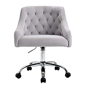 ANOUR Modern Home Office Chair,Velvet Adjustable Task Chair Computer Desk Chair for Kids, Swivel Armchair, Vanity Chair for Living Room Bedroom Study (Grey)