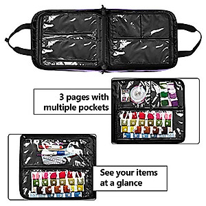 YARWO Embroidery Bag, Embroidery Projects Storage with Multiple Pockets for Embroidery Hoops (Up to 12"), Embroidery Floss and Supplies, Purple (Bag Only, Patented Design)