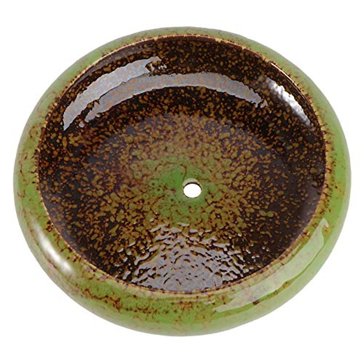 Succulent Pot, 18cm Ceramic Flower Pot with Drain Hole Round Glazed Planter, Hydroponic Gardening Pot Bonsai Pots for Cactus, (Green)