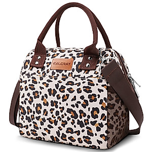 BALORAY Lunch Bag for Women Men, Large Adult Insulated Lunch Box for Office Work School Picnic Beach, Leakproof Lunch Cooler Tote Bag with Adjustable Shoulder Strap (Leopard)