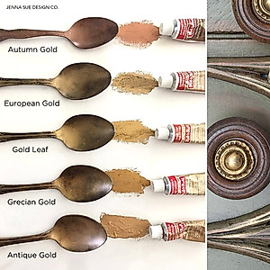 Rub and Buff FinishWax Metallic Gold Leaf, 0.5-Fluid Ounce, Pixiss Blending and Application Tools for Applying Metallic Wax Paint