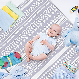 Boho Portable Baby Play Mat, 43 x 43 Inch Washable Foldable Crawling Mat, Non Slip Playmat for Babies, Kids Play Mats Pad for Floor Playpen Toddler Infants Tummy Time Activity