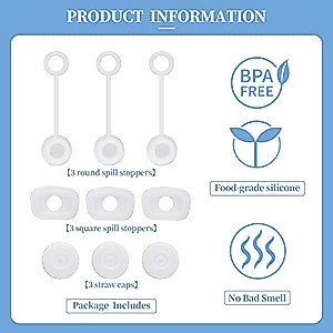 EXQUILEG 9Pcs Silicone Spill Proof Stopper, Compatible for 30 & 40 OZ Stanley Cup, Stanley Cup Accessories with 3 Straw Cover Sets, 3 Round Leak Stoppers and 3 Square Spill Stoppers