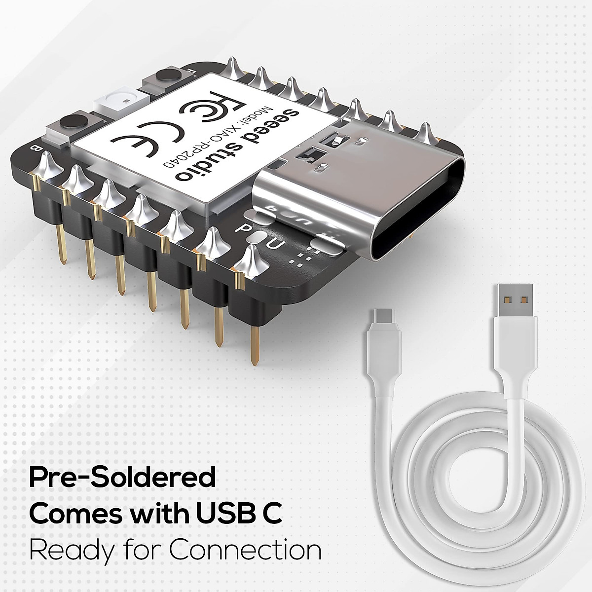 Seeed Studio XIAO RP2040 Pre-Soldered with USB to USB-C Cable - Supports C, Arduino, MicroPython and CircuitPython
