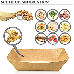 MotBach 120 Pcs Brown Kraft Paper Disposable Recyclable Eco-Friendly Food Serving Boats Take Out Food Trays Party Supplies for Tacos, Nachos, Crawfish, French Fries