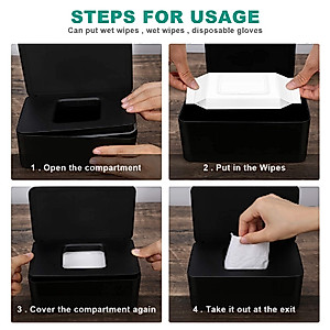 LEFUYAN Wipes Dispenser, Dustproof Tissue Storage Box Case Wet Wipes Dispenser Holder with Lid for Home Office Desk (Black)