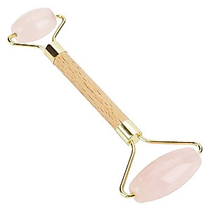 Natural Double Head Rose Quartz Beauty Slimming Natural Jade Facial Roller Face Neck Massage Tool(#02)