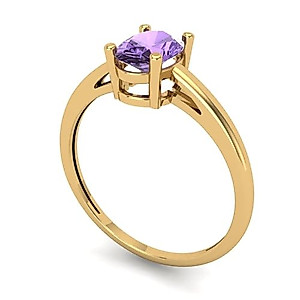 Clara Pucci 1.0 ct Oval Cut Solitaire Simulated Alexandrite Engagement Wedding Bridal Promise Anniversary Ring 18K Yellow Gold Size 9.5