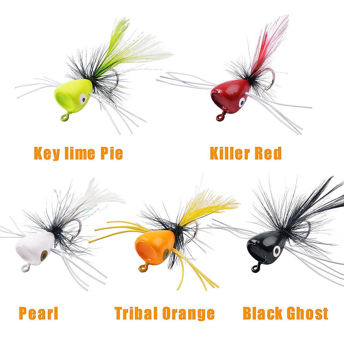 Fly Fishing Flies Fly Popper Panfish Bass Popper Flies Dry Fly Fishing Flies Topwater Bait Fly Fishing Popper for Bass Trout Panfish Crappie Bluegill Sunfish