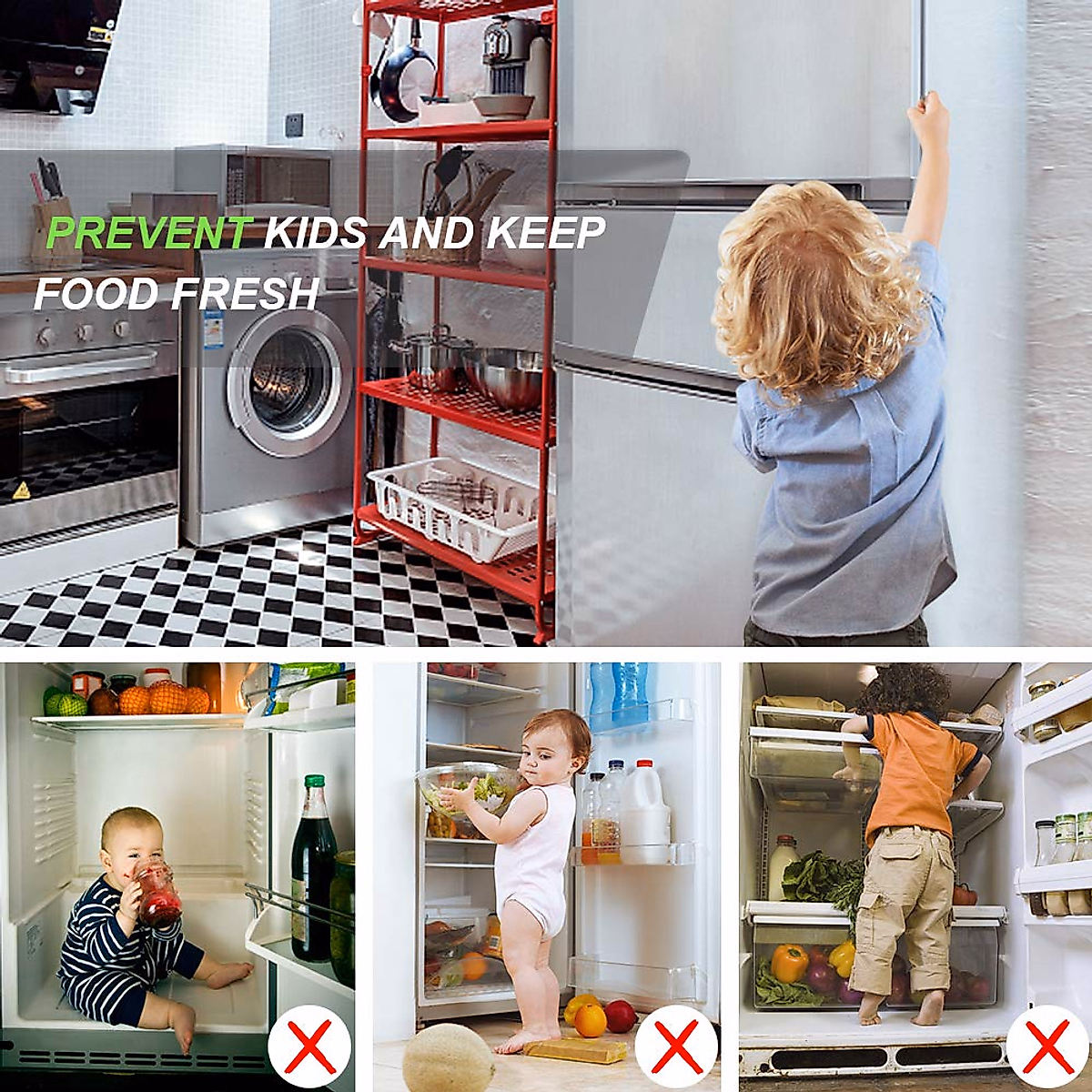 WSDCAM Freezer Door Alarm with Delay When Left Open, 3/15/30/60 Seconds Adjustable Delay Refrigerator Alarm Wireless Fridge Alarm Door Open Alarm Loud 108 dB