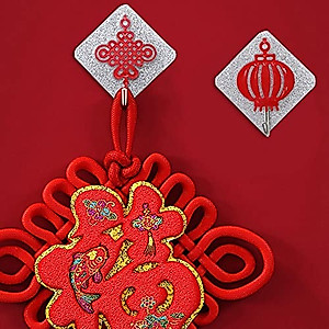 DIEWU Chiese Style Spring Festival Adhesive Hooks for Hanging ChunLian, Wall Door Window Decorative Storage Hooks(Transparent Lanterns)