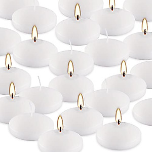 24 pcs Unscented White Floating Disc Candle, Hand Poured Paraffin Wax Candles 3 Inch Diameter, Home Décor, Wedding Receptions, Baby Showers, Birthdays, Celebrations & Party Favors