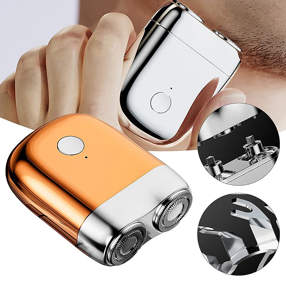 Waterproof Portable USB Men's Shaver - VALINK Double Head 3D Floating Rotary USB rechargeable Cordless Electric Razors Wet and Dry Use