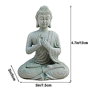 livelyfish Aquarium Buddha Statue Japanese Buddah Figurine Fish Tank Buda Sandstone Sculpture Zen Ornaments Underwater Landscape Decoration,Gift