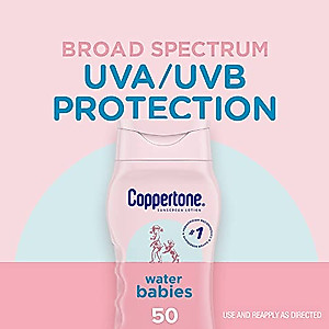 Coppertone Water Babies Sunscreen Lotion SPF 50, Pediatrician Recommended, Water Resistant, 8 Fl Oz Bottle