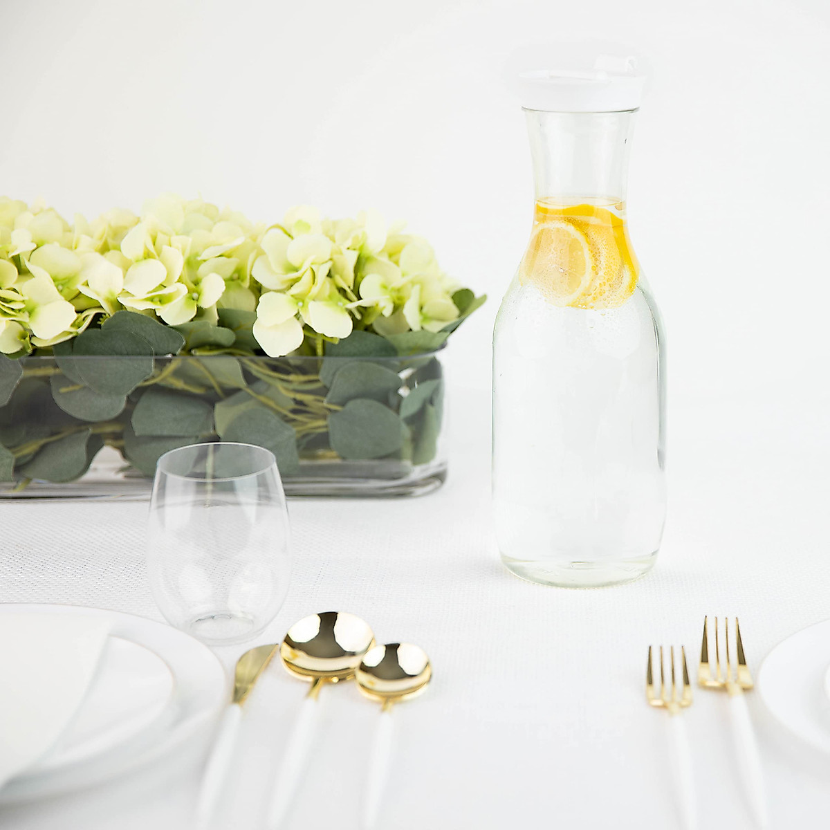 Clear Plastic Water Pitchers Carafes with Flip top Lids Heavy Duty Beverage Pitcher Jug for Juice or iced Coffee Great for Mimosa bar Restuarants ot Schools (3, 50 OZ)