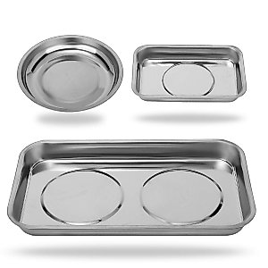 VASTOOLS Magnetic Tray Holder 3pc,for Socket Screw Nuts Bolts Metal Parts,Extra Strong Magnet,Thickened Tray,Stainless Steel