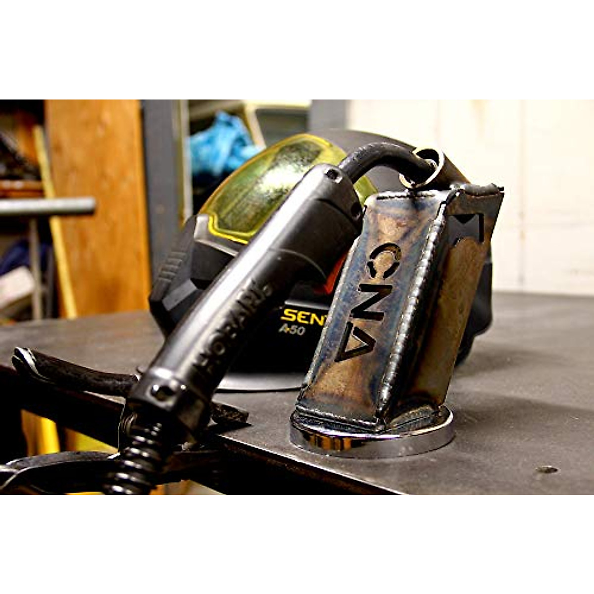 MIG Gun Holder – Weld it Yourself DIY kit Wire Feed Torch Holster – Fun Welding Project that Becomes a Useful Shop Tool – Made in USA – Comes with Disk Magnet & Hardware