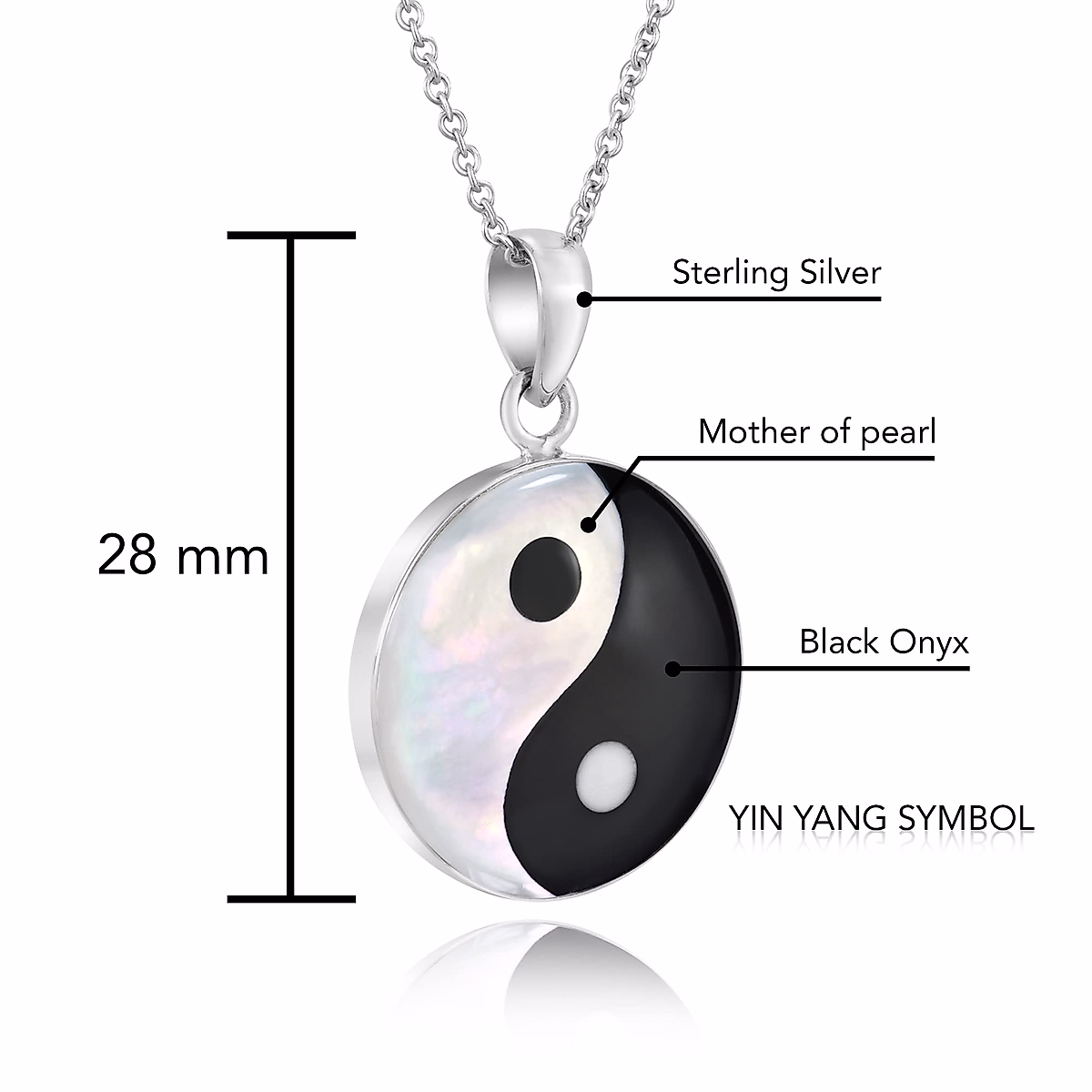AeraVida Yin Yang Balance of Life .925 Sterling Silver Necklace for Men and Women, 18 inch