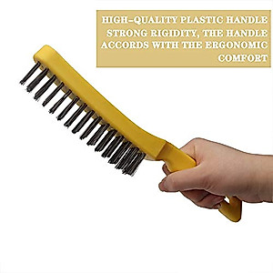 Wire Scratch Brush 2 Set, Heavy Duty Stainless Steel 11 Inch with Plastic Handle Descaling Welding Dust Bending Hand Tool, Teel Brush Rust Remover for Metal by MAXMAN