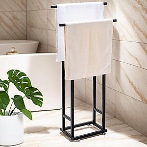 PSUTBPAT Free Standing Towel Rack,2 Tier Blanket Rack Freestanding Floor Towel Rack, Pool Towel Blanket Stand, Metal Towel Racks for Bathroom freestanding