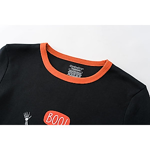 CYCHELRY Black Pumpkin Pajamas for Girls Size 7 Snug Fit Cotton PJS Kids Sleepwear Cute Children Jammies Set