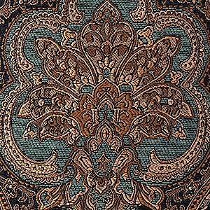 Reaowazo PALMER 20 Inch Square Damask Throw Pillow, Teal Navy Gold