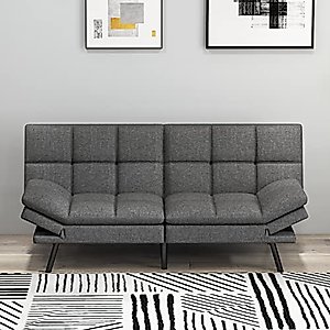 FONTOI Futon Sofa Bed Memory Foam Couch Sleeper Daybed Foldable Convertible Loveseat, Dark Gray