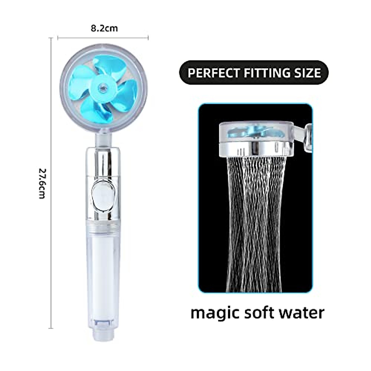 Essbhach Shower Head with Handheld, High Pressure Hand Held Turbo Shower Head Rainfall, Hydro Jet Shower Head Kit with 3 Filters, Turbocharged Shower Head,Easy to Install,Blue