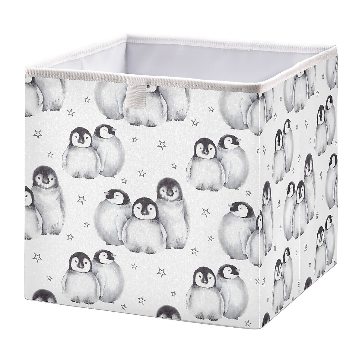 Emelivor Cute Baby Penguins Cube Storage Bin Foldable Storage Cubes Waterproof Toy Basket for Cube Organizer Bins for Nursery Kids Closet Shelf Playroom Office Book - 15.75x10.63x6.96 IN