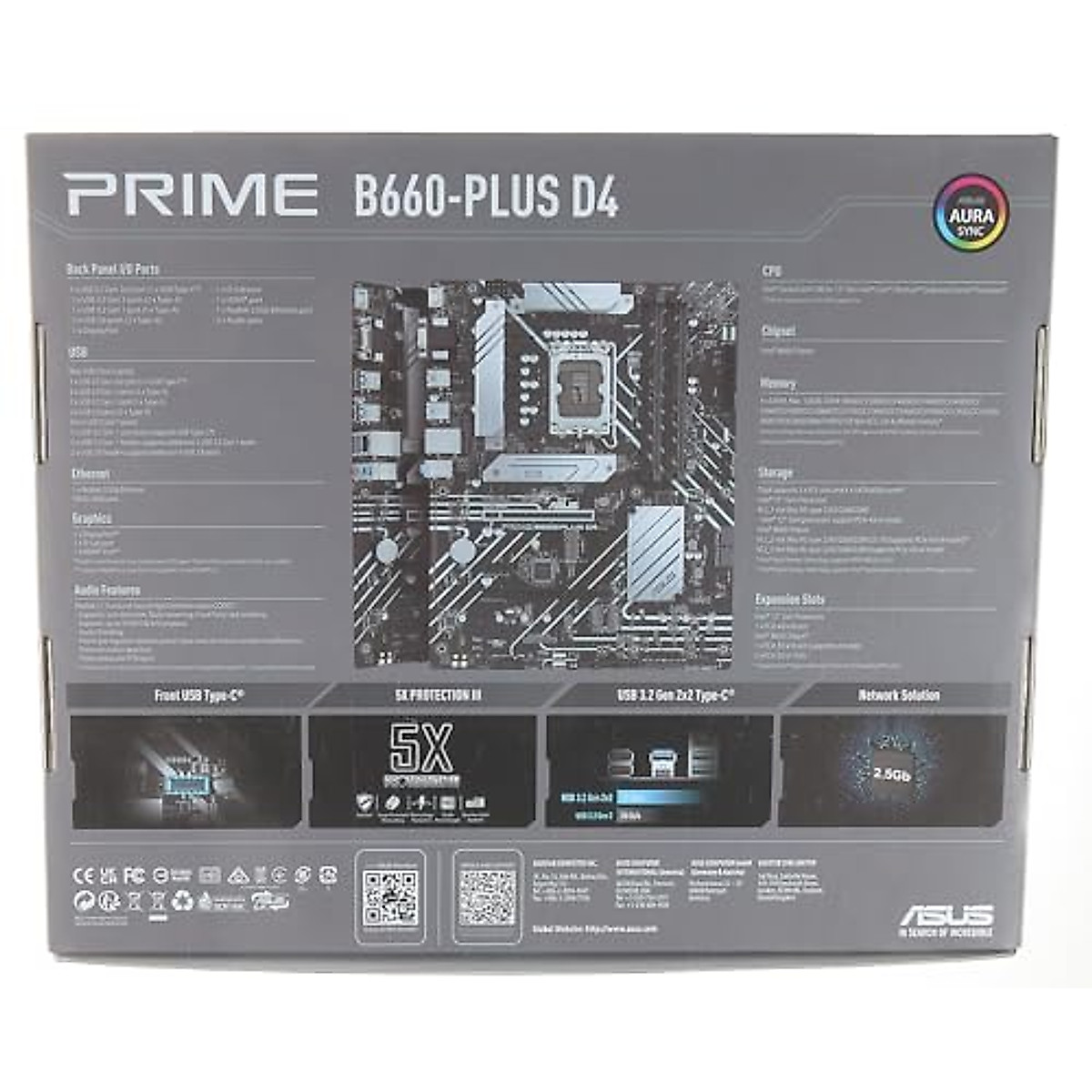 ASUS Prime B660-PLUS D4 LGA 1700(Intel 12th Gen) ATX Motherboard(PCIe 4.0, DDR4,3xM.2 Slots, 2.5Gb LAN, Rear USB 3.2 Gen 2x2 Type-C, Front USB 3.2 Gen 1 Type-C, Thunderbolt 4 Header Support)