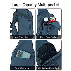 Niumike Small Sling Bag with Adjustable Straps Crossbody Chest Bags Lightweight Water-resistant Daily Backpack for Women Men Casual Outdoor Traveling Hiking, Black